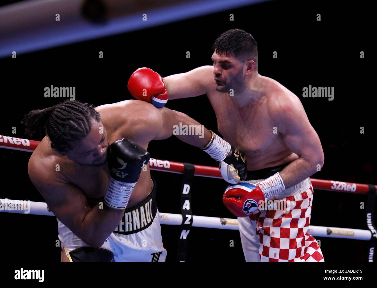 Joe Joyce (right) in action against Filip Hrgovic (left) at the Co-op ...