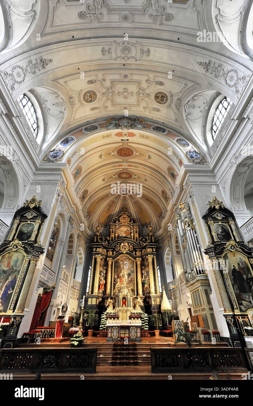 Interior view, central nave, Basilica and pilgrimage church of St. Anna ...