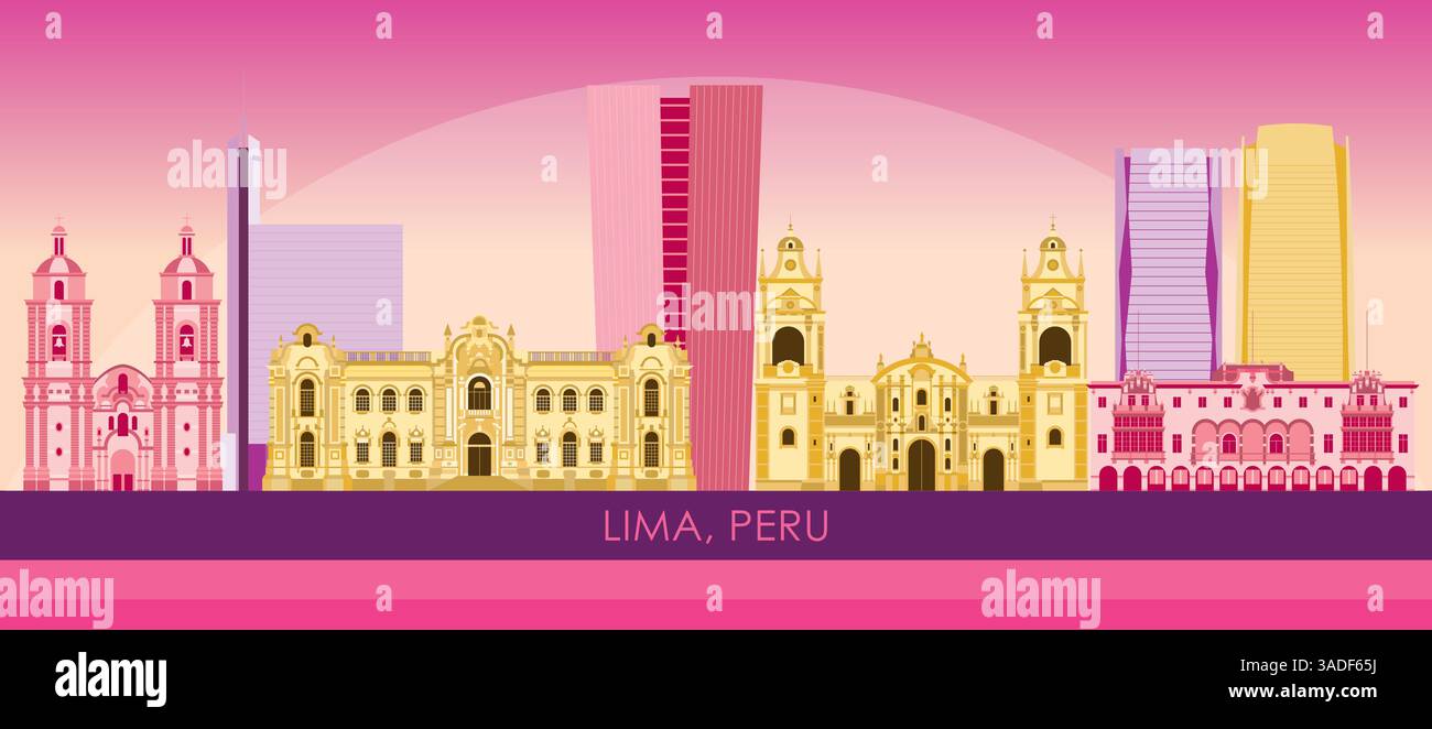 Basilica cathedral lima sunset Stock Vector Images - Alamy