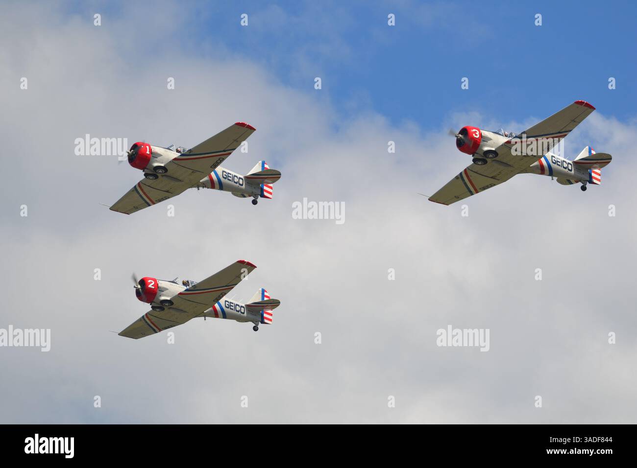 GEICO display team; formation of three aircraft flying at NY ...