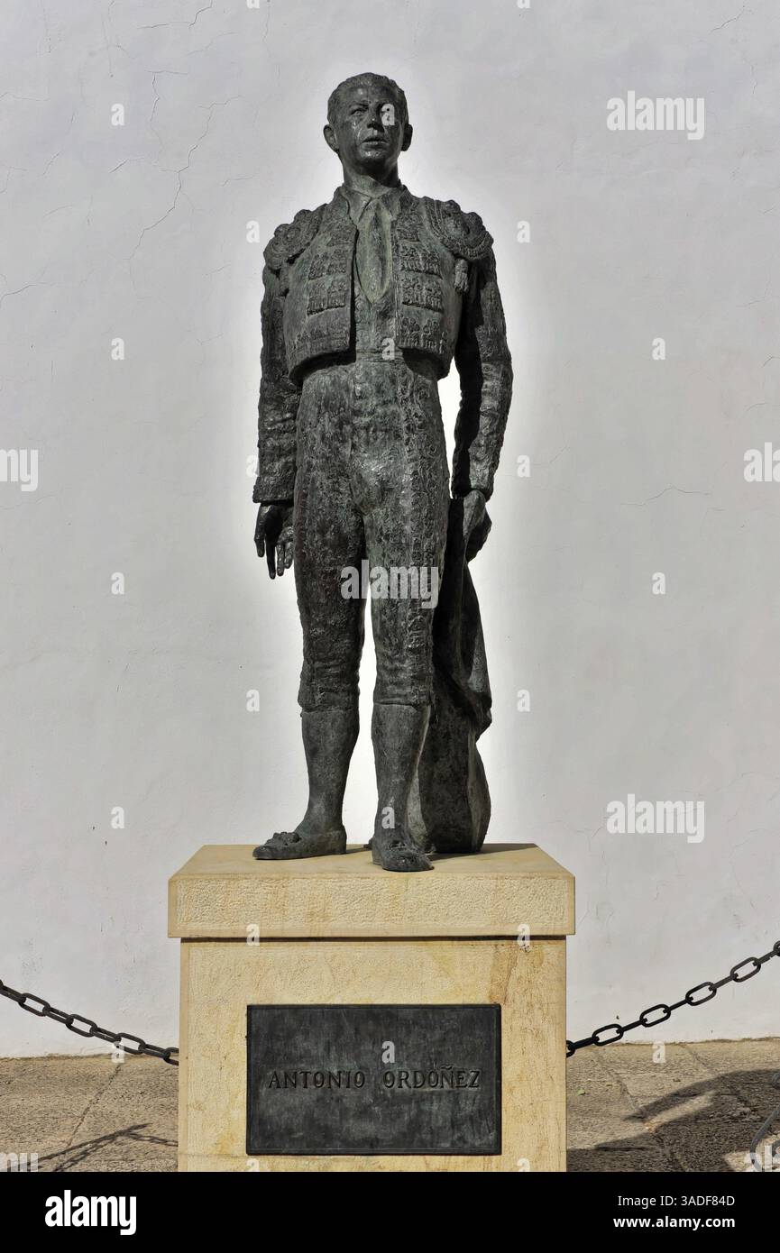 Antonio Ordonez, famous bullfighter, monument at the bullring of Ronda ...