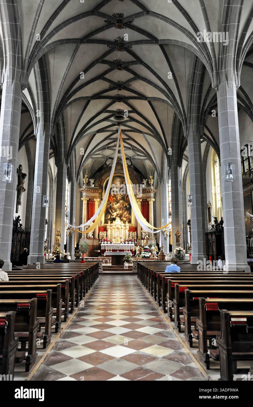 Interior view, Collegiate parish church, St. Philipp and Jacob, nave ...