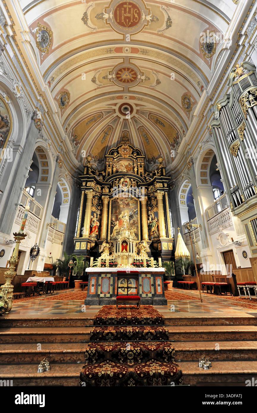 Interior view, central nave, Basilica and pilgrimage church of St. Anna ...