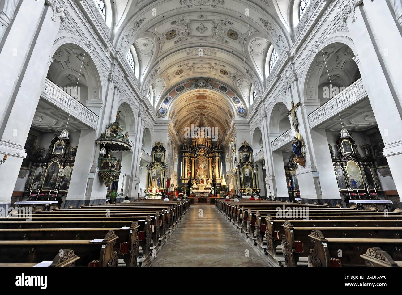Interior view, central nave, Basilica and pilgrimage church of St. Anna ...