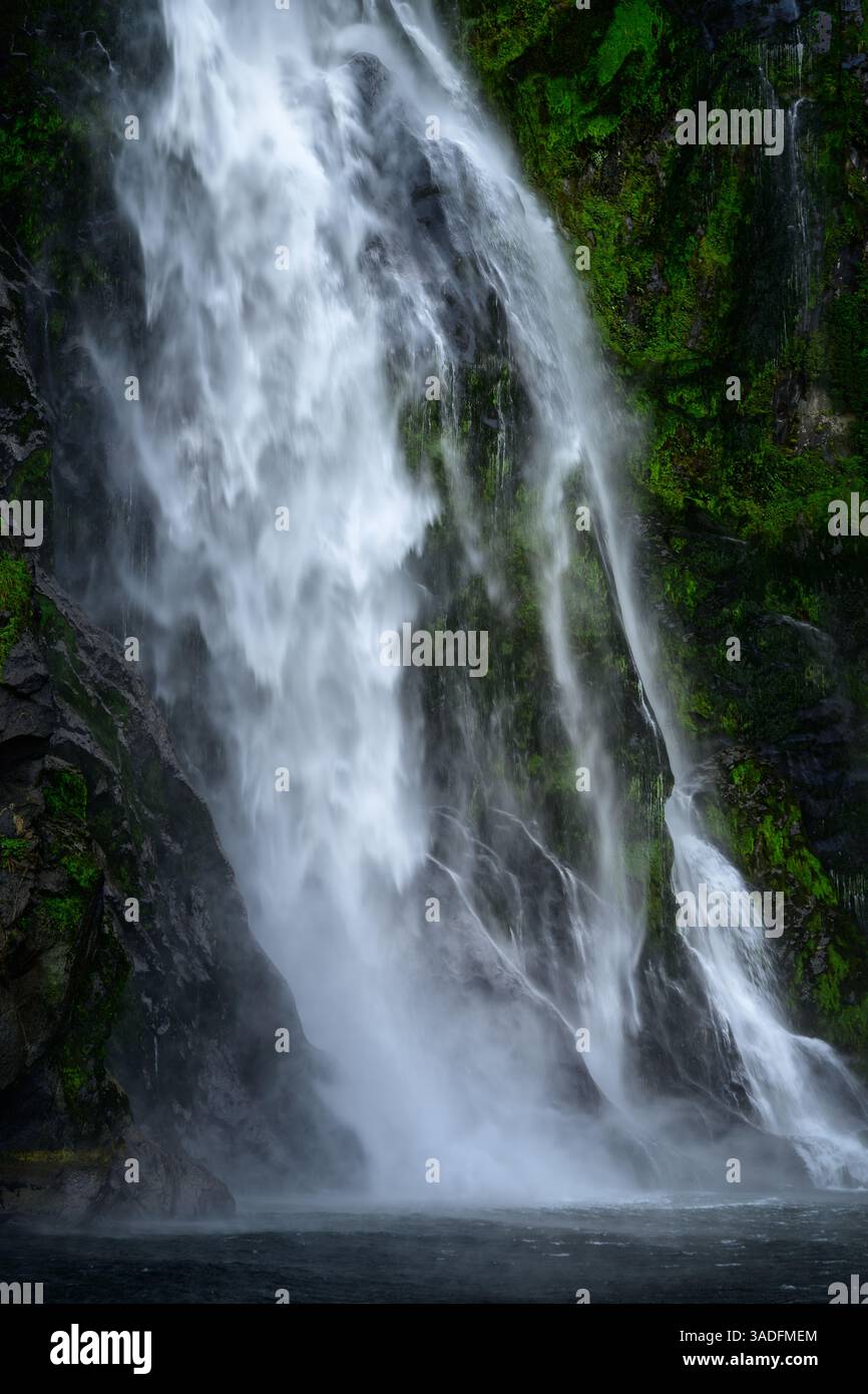 The large and powerful Stirling Falls in Milford Sound on New Zealand's ...