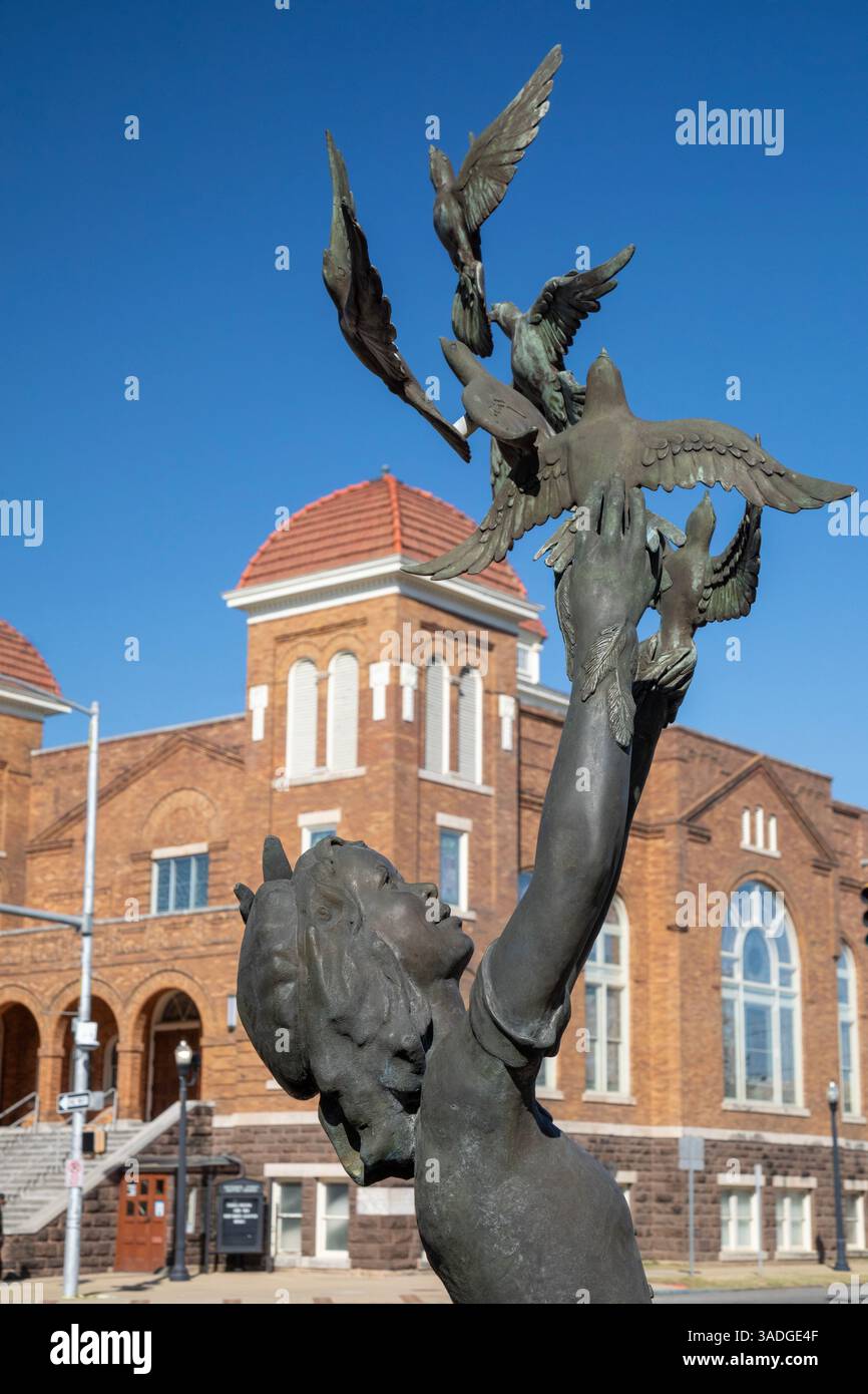Birmingham, Alabama - Sculptures in Kelly Ingram Park show scenes from ...