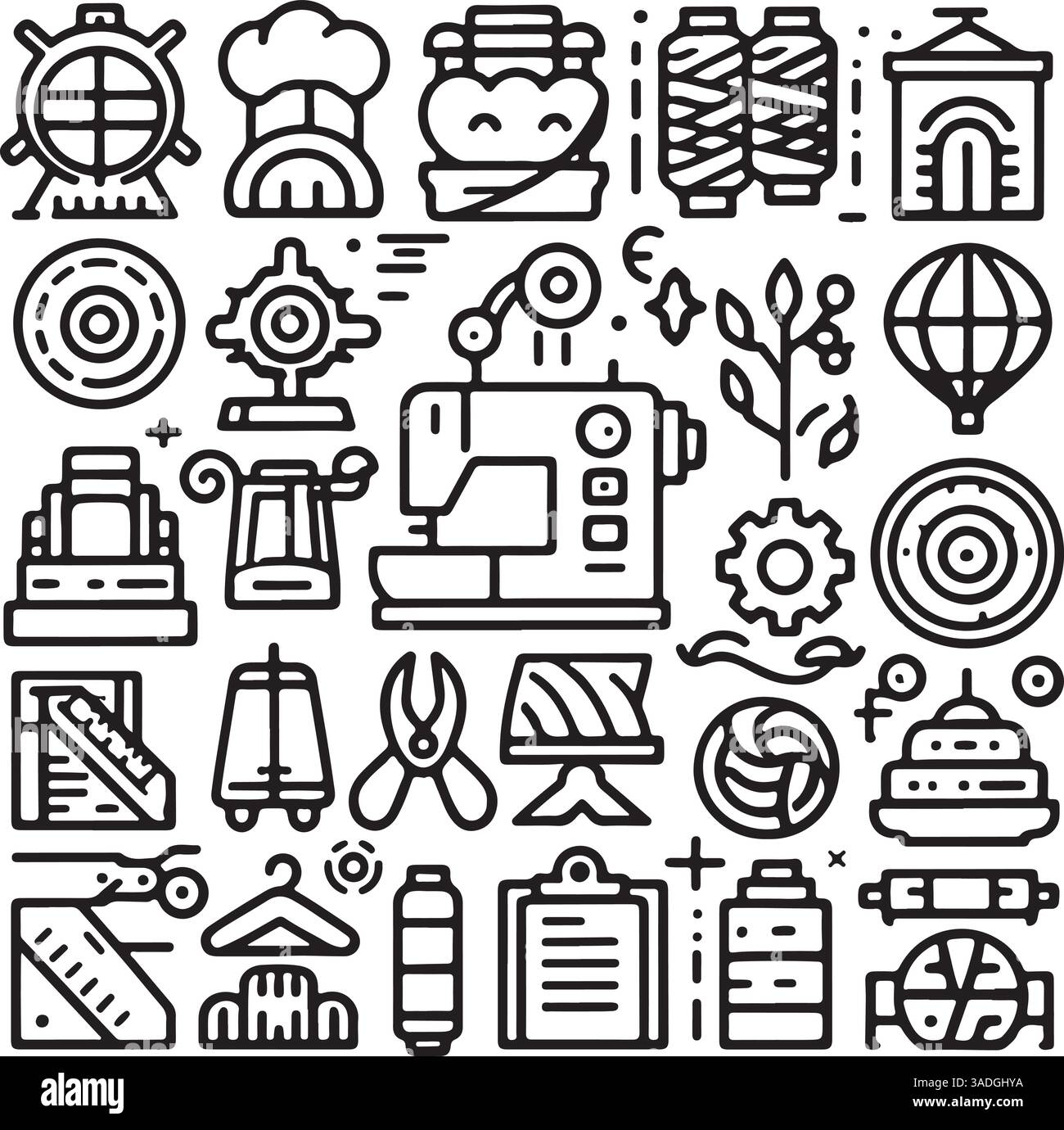Textile Industry Stroke Icon Collection - Editable Outline Design Stock ...