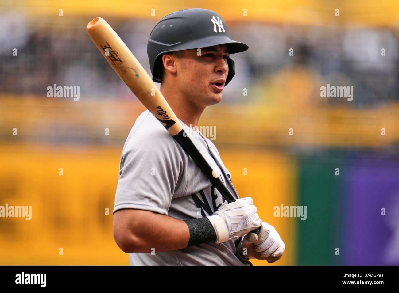 New York Yankees' Anthony Volpe bats during the first inning of a ...