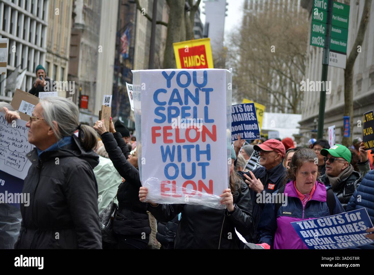 Hands Off rally against the Trump administration and Elon Musk's DOGE ...