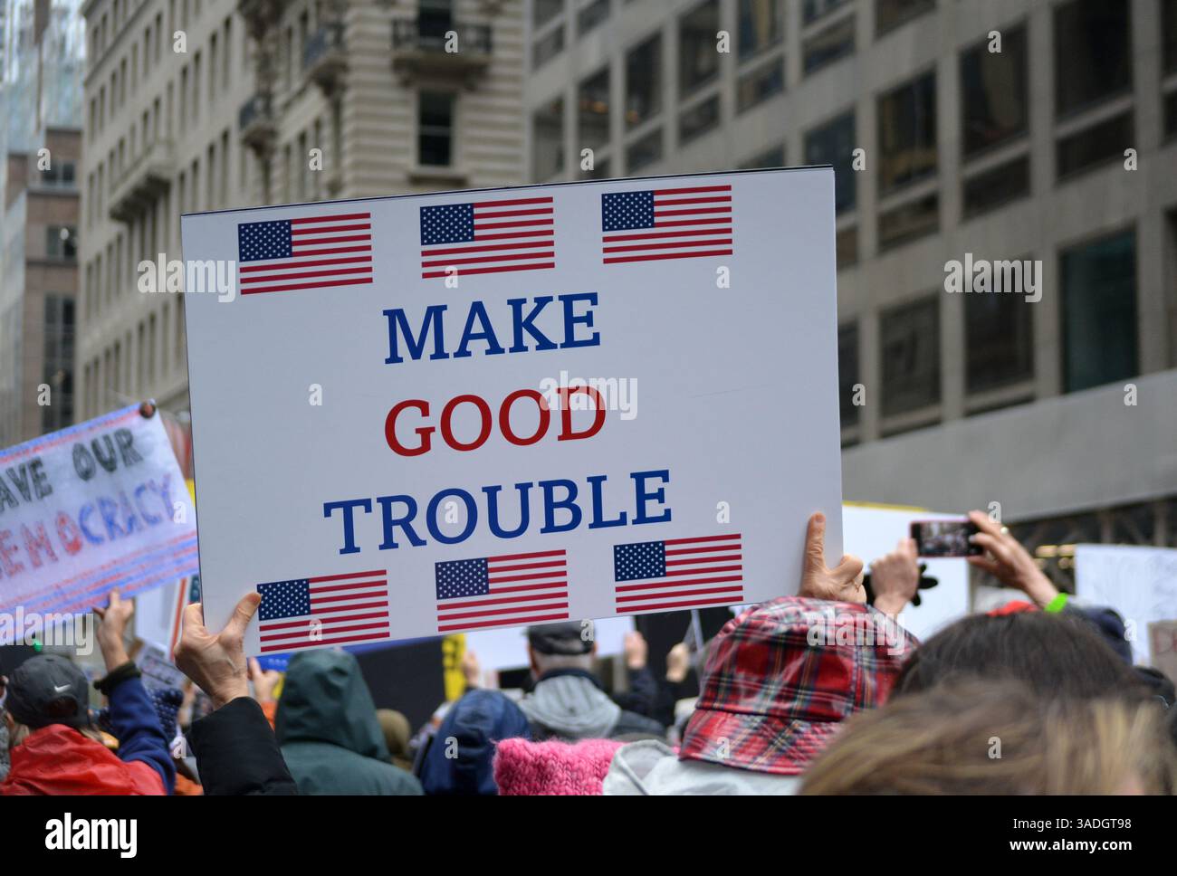 Hands Off rally against the Trump administration and Elon Musk's DOGE ...