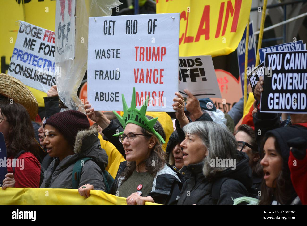 Hands Off rally against the Trump administration and Elon Musk's DOGE ...