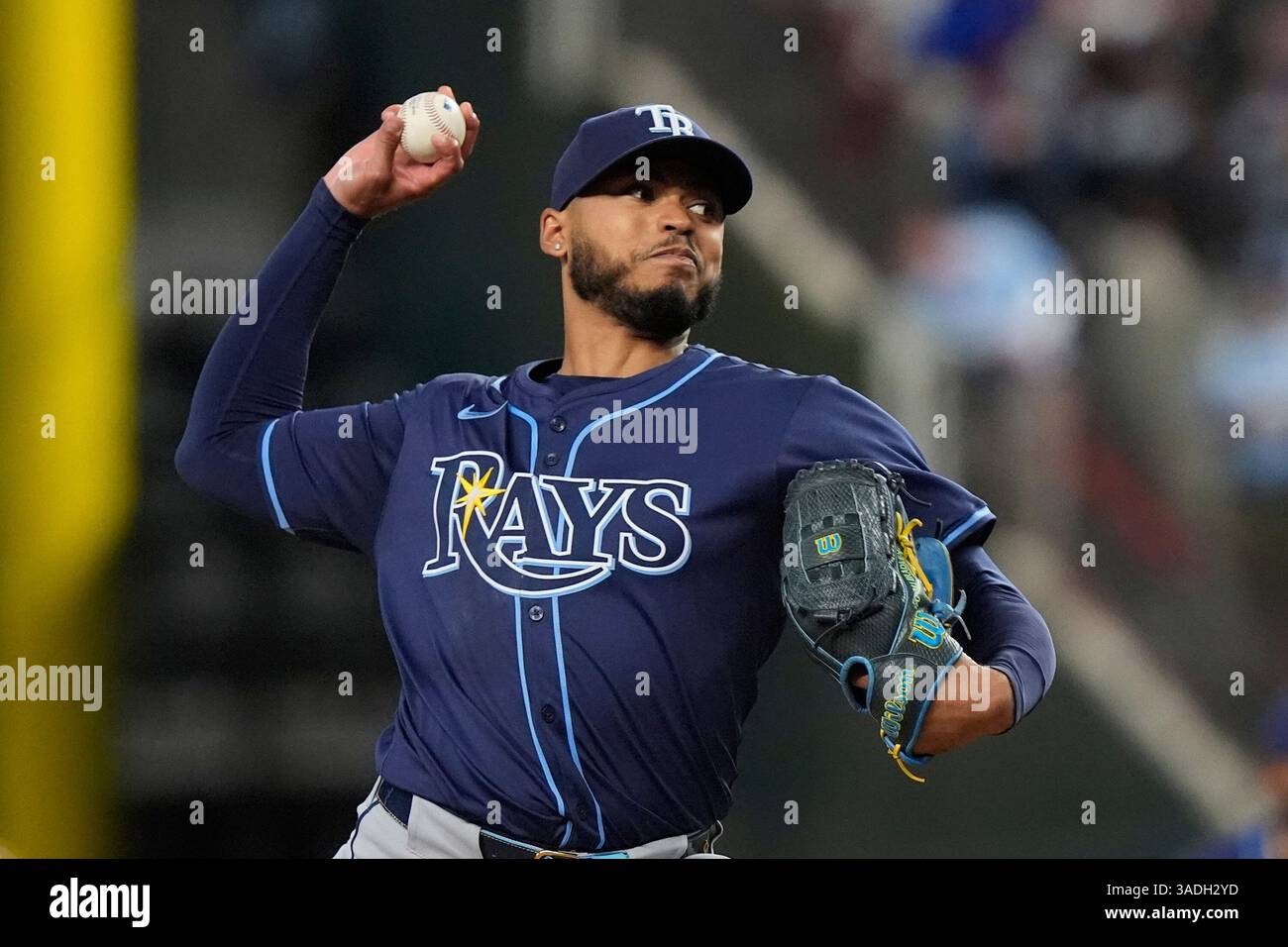 Tampa Bay Rays starting pitcher Taj Bradley throws during the first ...