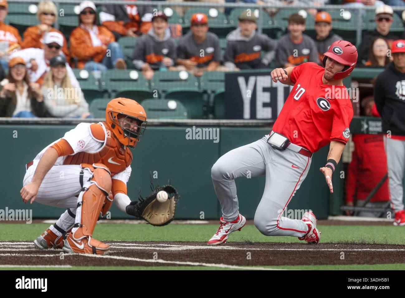 AUSTIN, TX - APRIL 05: Georgia infielder Ryland Zaborowski (20) slides ...