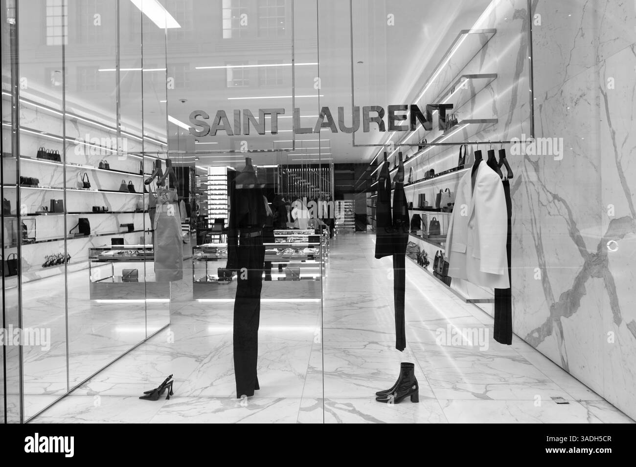 New York City, USA - March 25, 2024: YSL Saint Laurent brand logo at ...