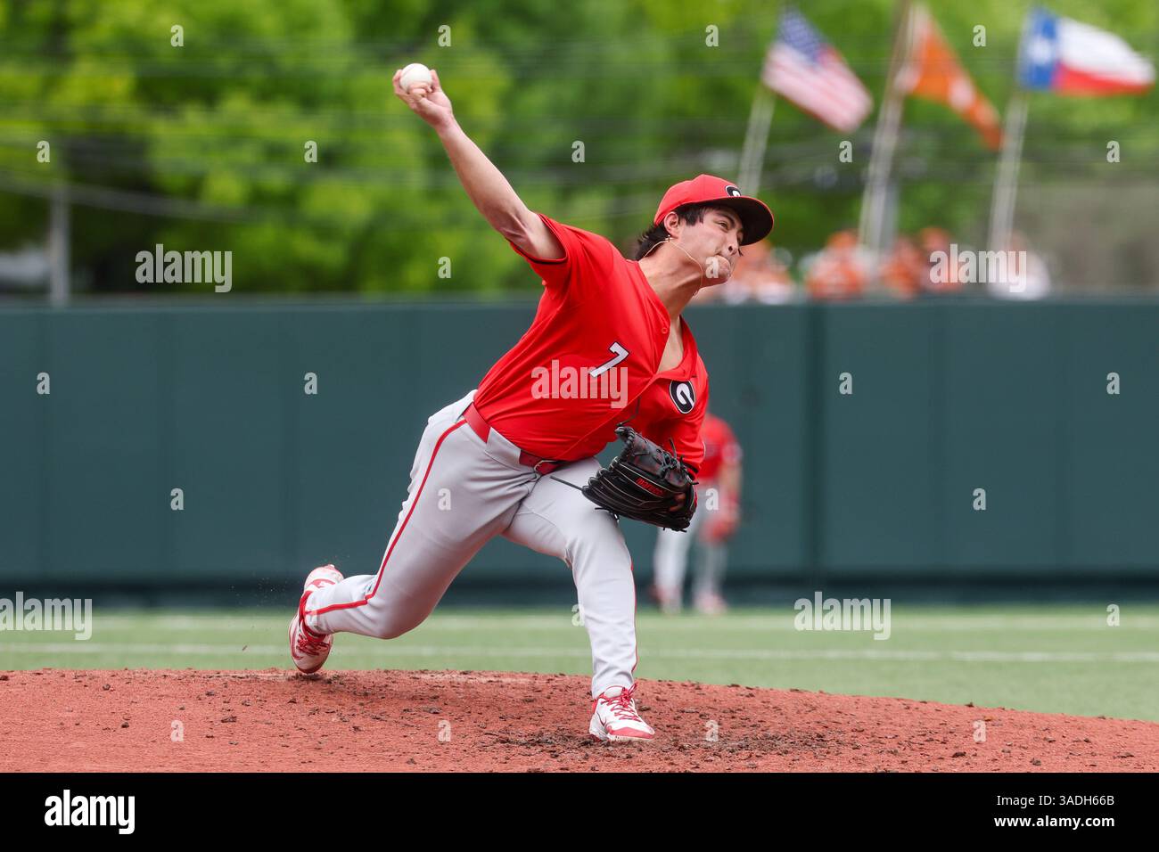 AUSTIN, TX - APRIL 05: Georgia pitcher Brian Curley (7) pitches the ...