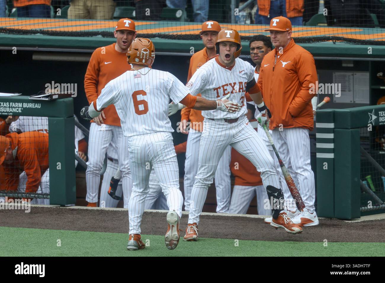 AUSTIN, TX - APRIL 05: Texas infielder Casey Borba (31) and Texas ...