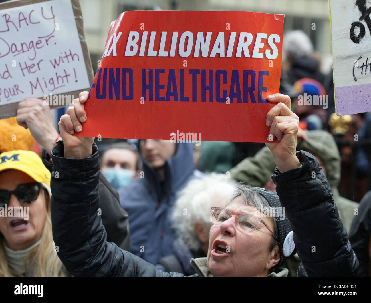 New York, New York, USA. 5th Apr, 2025. (new) voices rise in nyc: hands ...