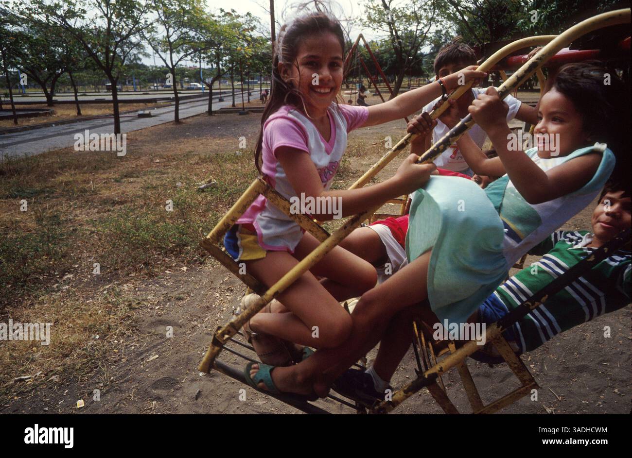 May 15, 1989; Managua, Nicaragua; Children play on a yard swing in Managua.. Violent opposition ...