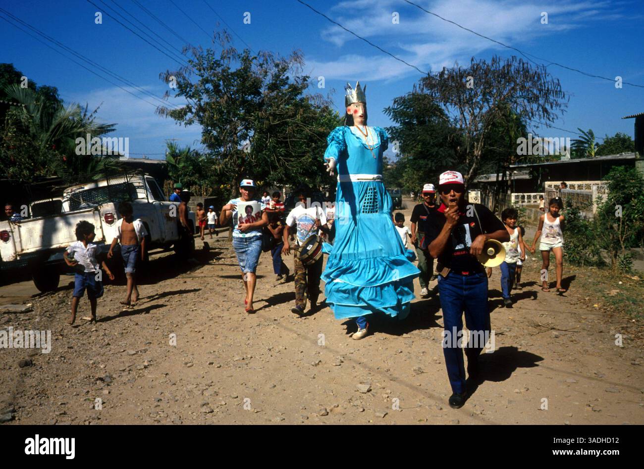 May 15, 1989; Leon, Nicaragua; A gigantona leads a civic procession in Leon. Gigantonas are ...