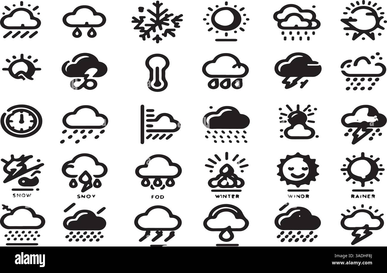 Weather Stroke Icon Collection - Editable Outline Design Stock Vector ...