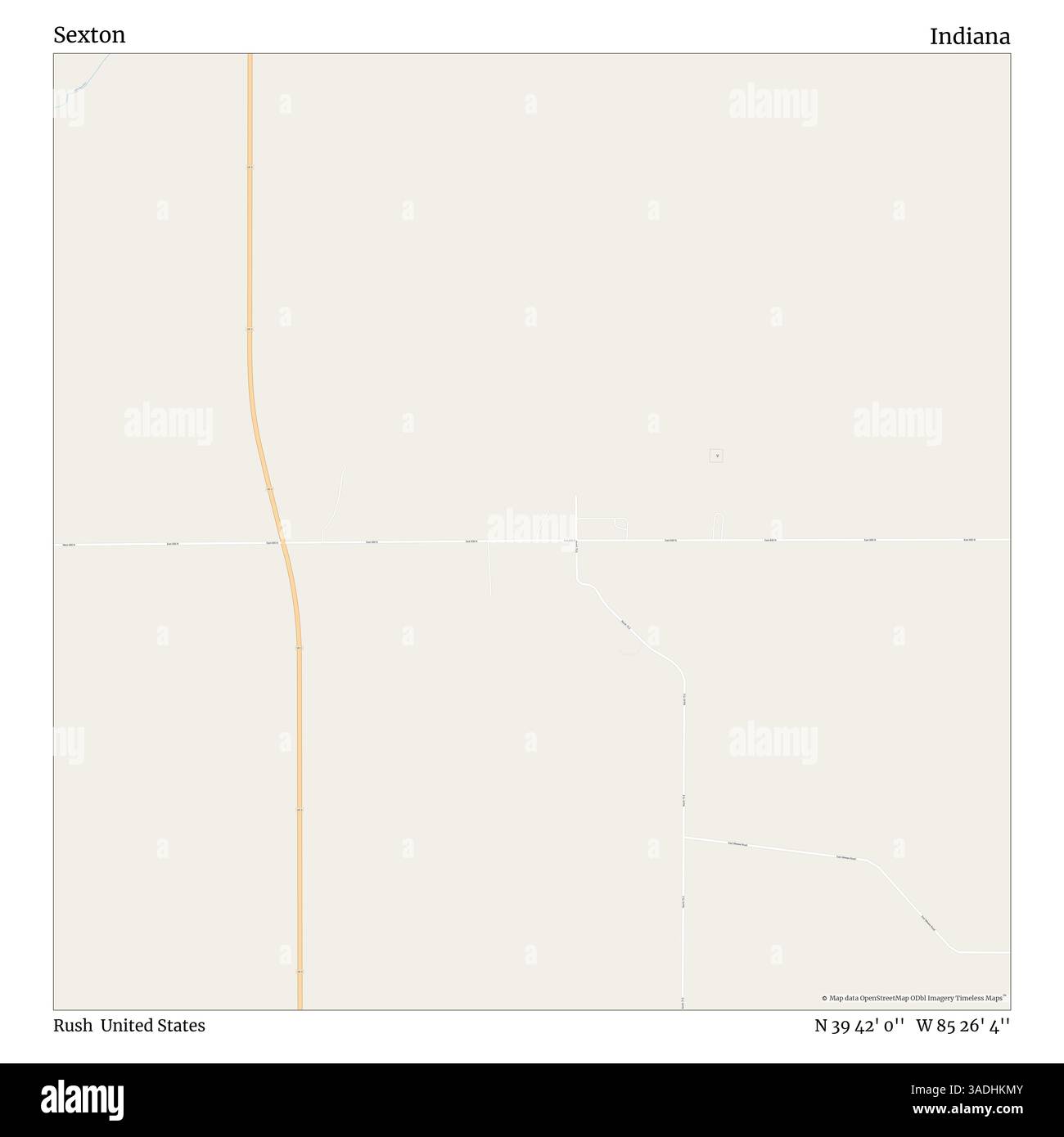 Sexton, Rush, United States, Indiana, N 39 42' 0'', W 85 26' 4'', map ...