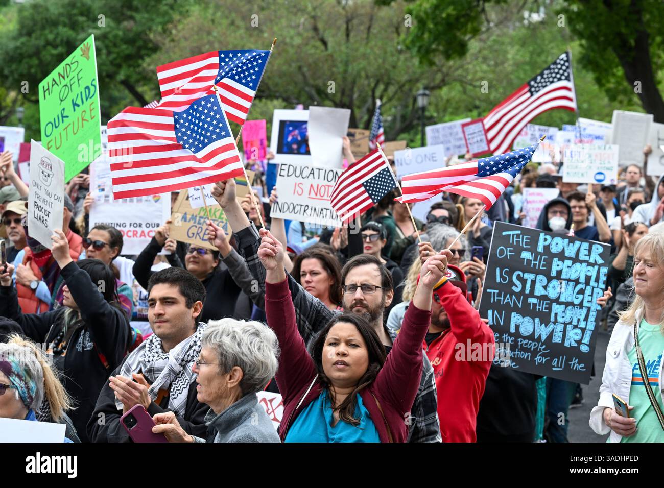 Austin, United States. 03rd Apr, 2025. Several thousand protesters ...