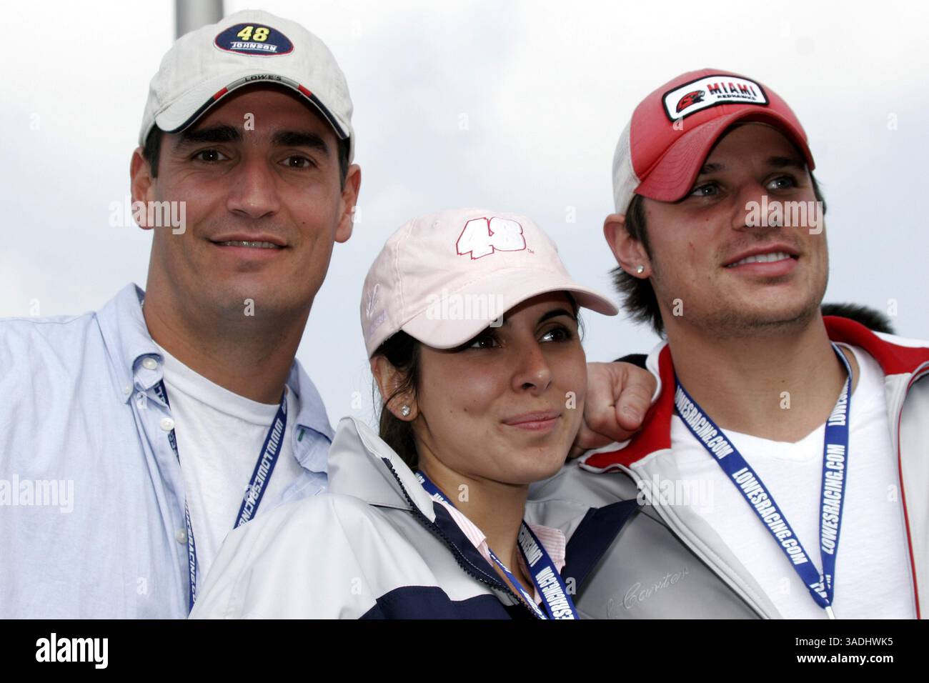 Feb 27, 2005; Fontana , CA, USA; NASCAR: (l-r) AJ DiScala, actress ...