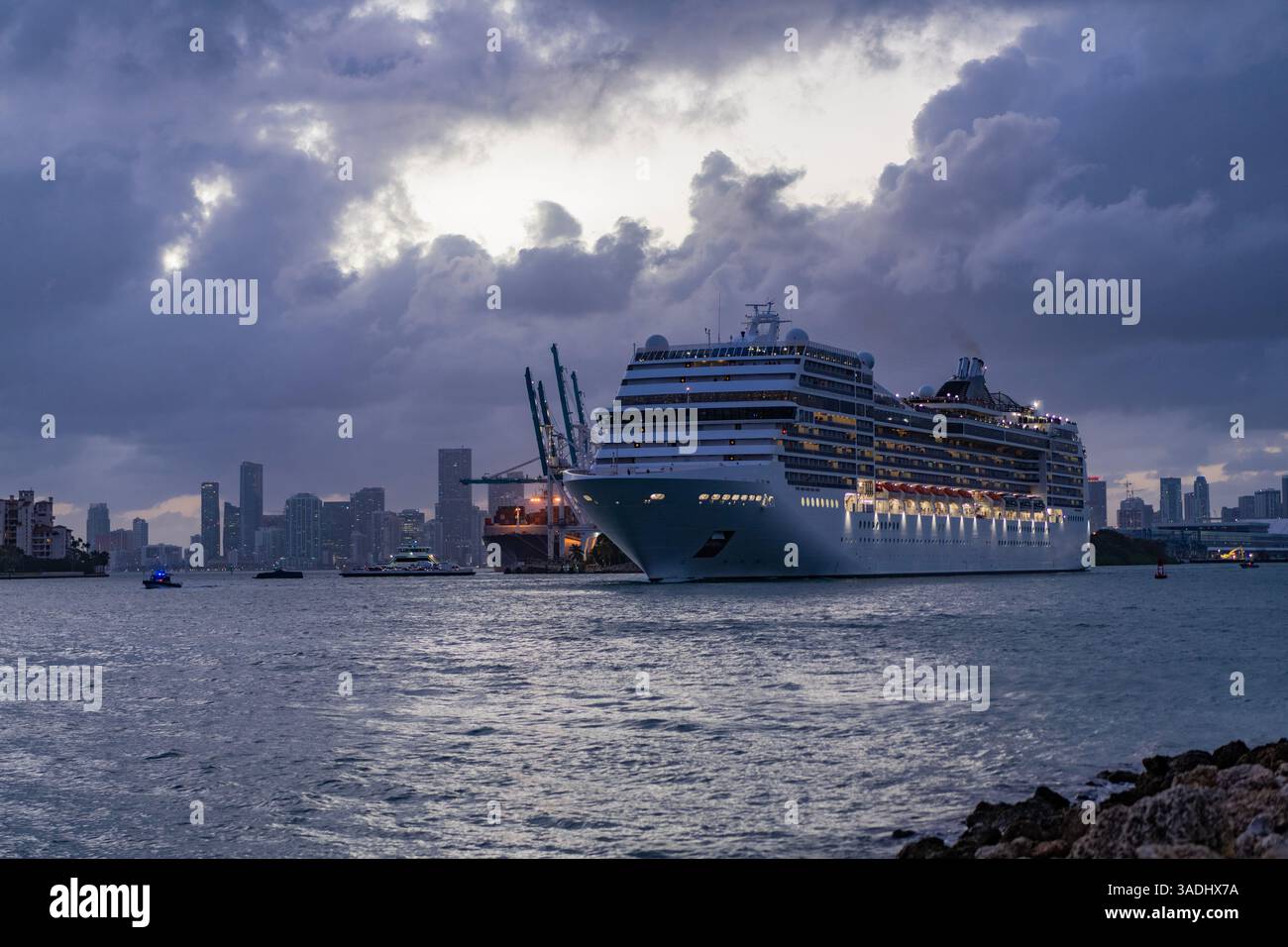 Cruise ship voyage. Aerial view of cruise in summer vacation. Cruise ...