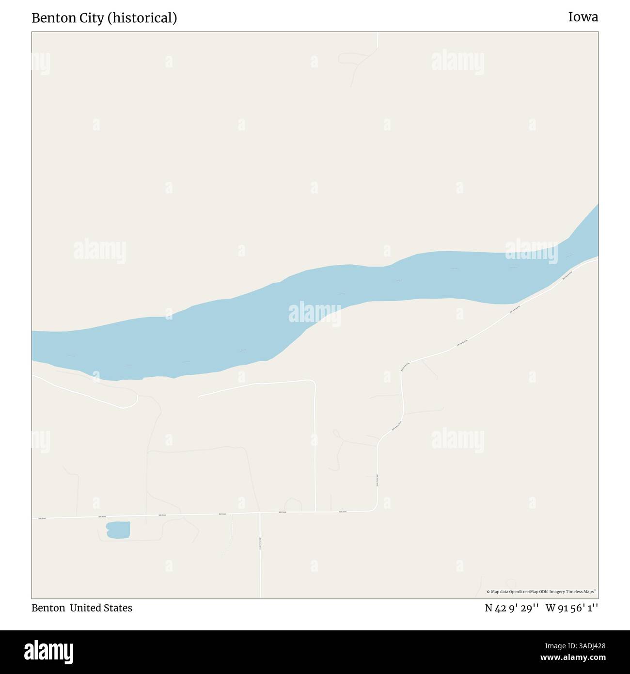 Benton City (historical), Benton, United States, Iowa, N 42 9' 29'', W ...