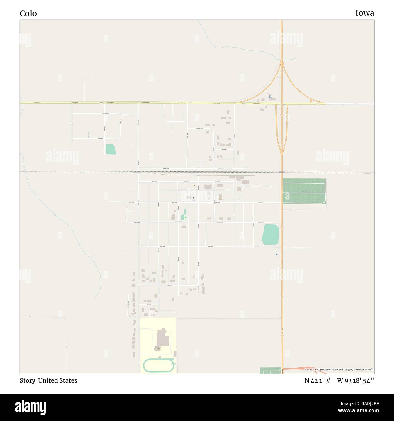 Colo, Story, United States, Iowa, N 42 1' 3'', W 93 18' 54'', map ...