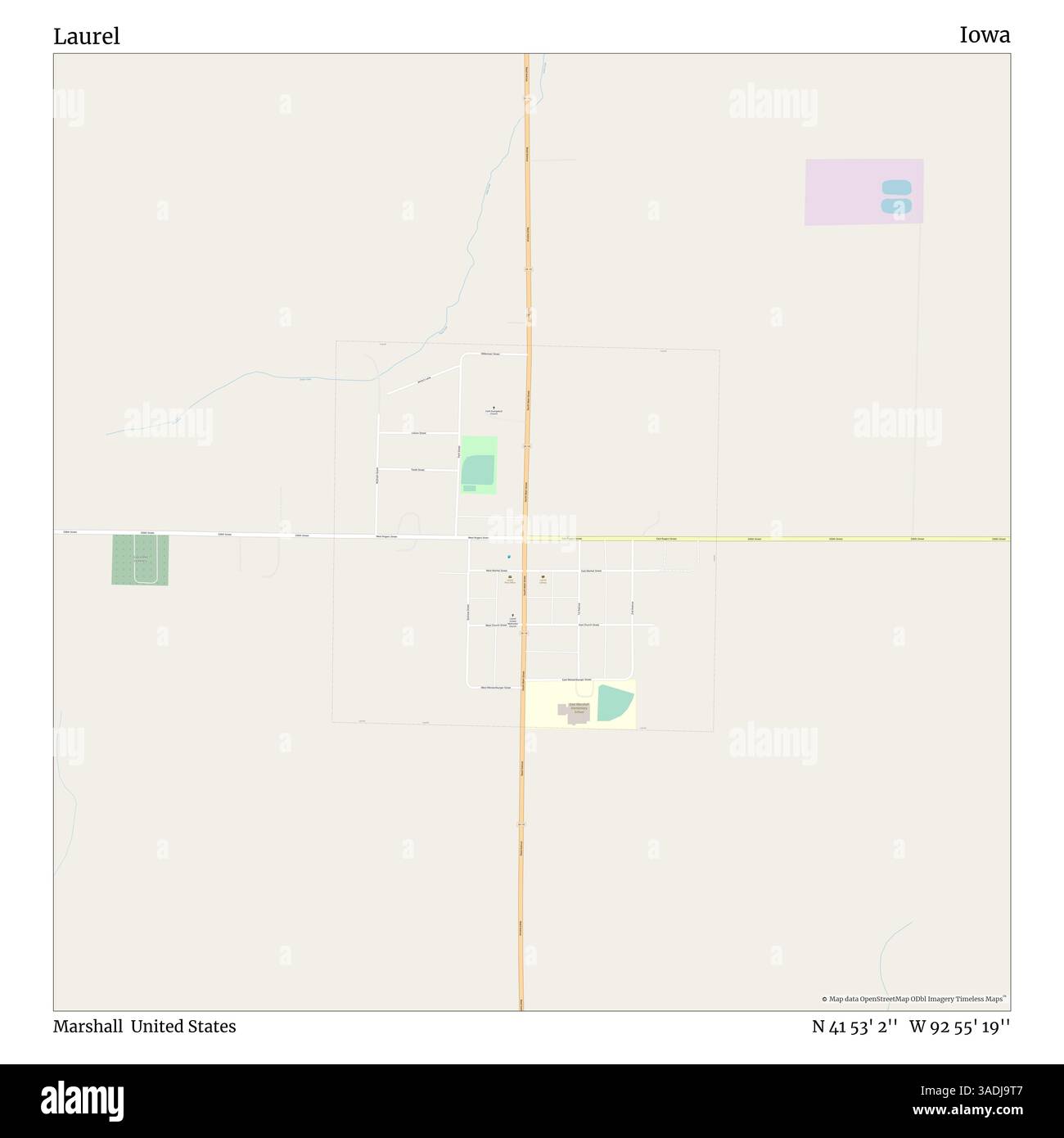 Laurel, Marshall, United States, Iowa, N 41 53' 2'', W 92 55' 19'', map ...