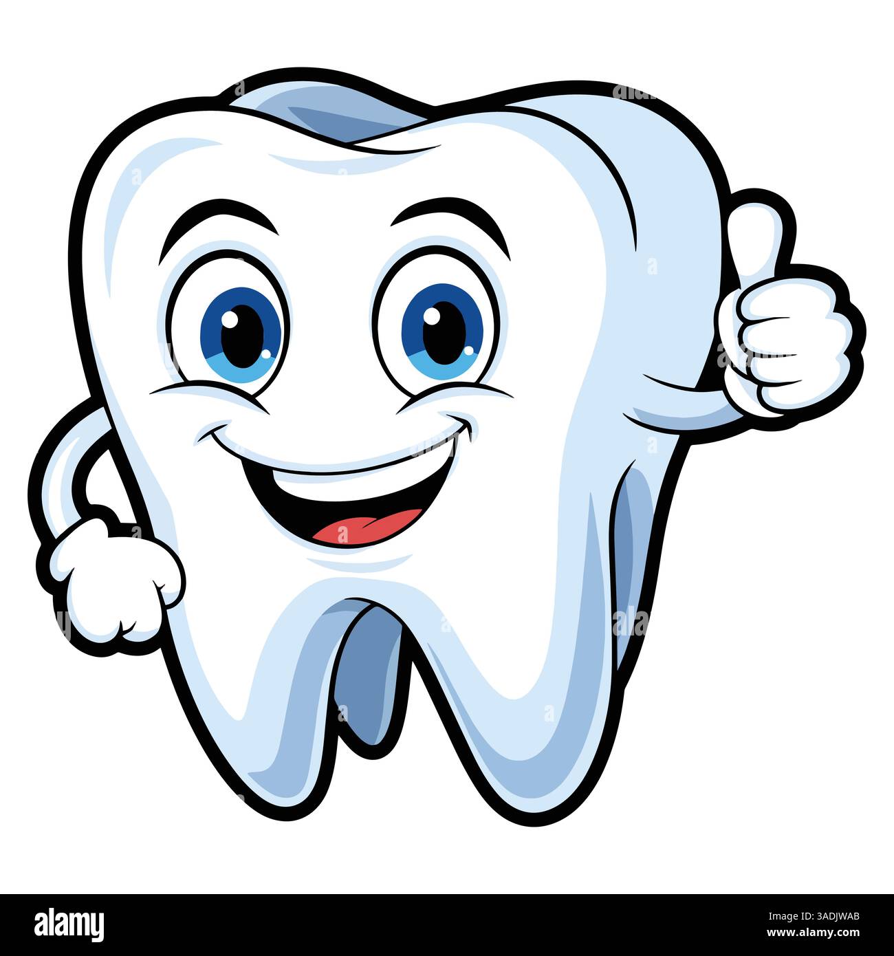 Tooth cartoon with a thumbs up, vector illustration. A cute, smiling ...