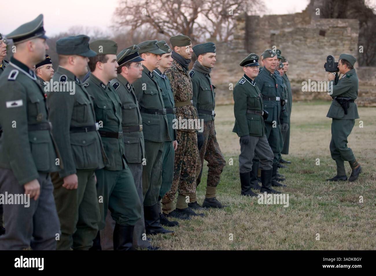 Jan 24, 2005; Fort Washita, OK, USA; A group of Waffen-SS reenactors ...
