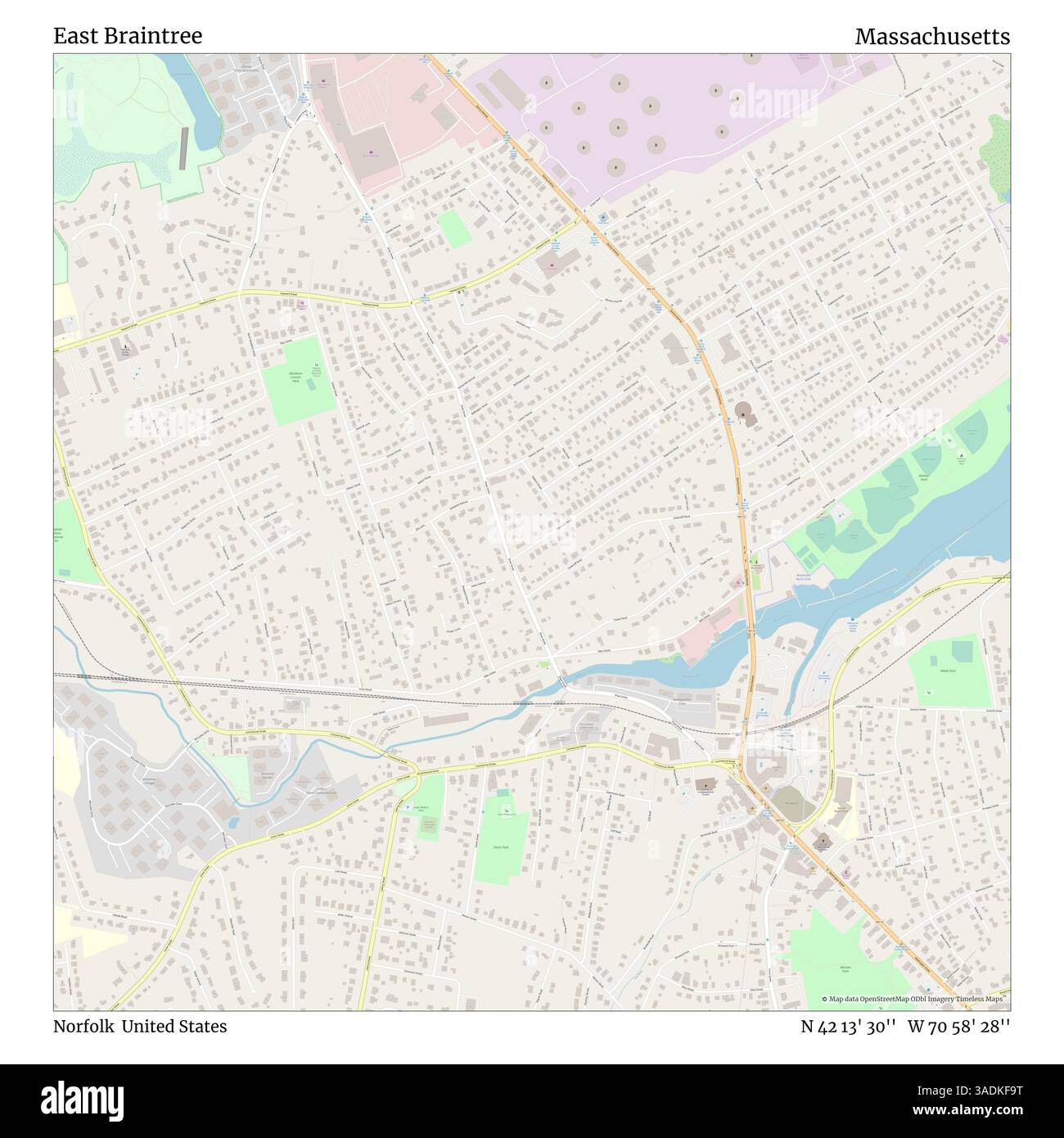 East Braintree, Norfolk, United States, Massachusetts, N 42 13' 30'', W ...
