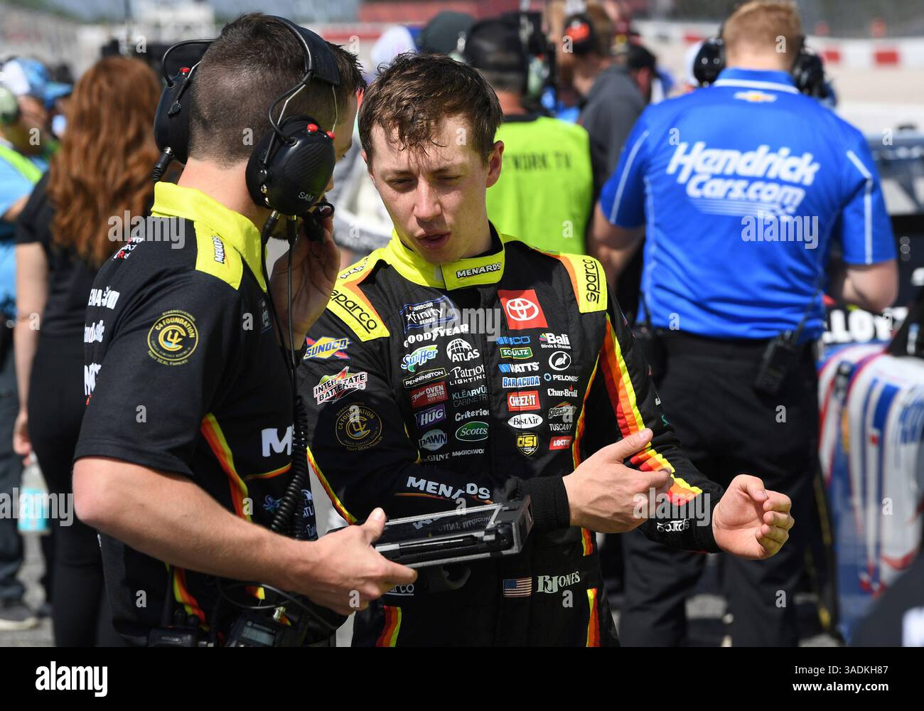 DARLINGTON, SC - APRIL 05: Brandon Jones (#20 Joe Gibbs Racing Menards ...