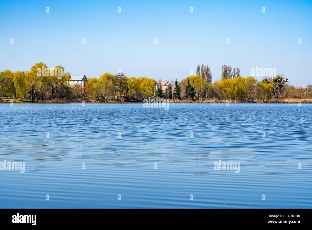 Spring lake trees houses ripples hi-res stock photography and images ...