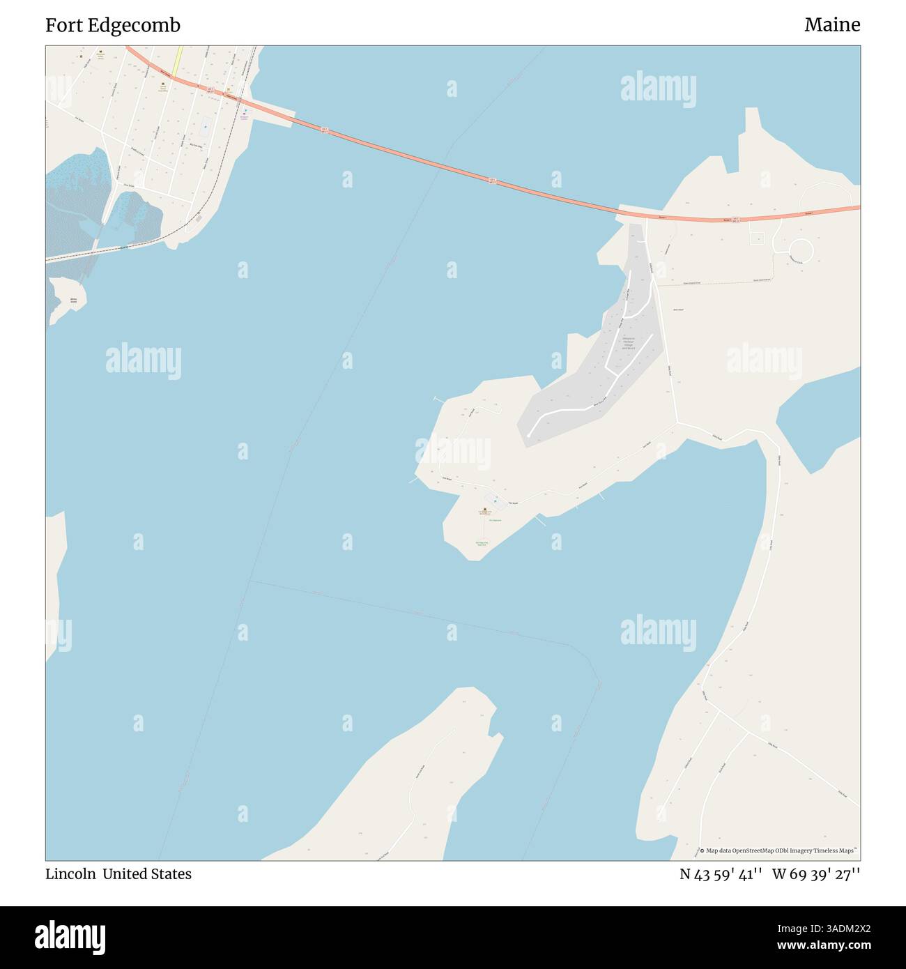 Fort Edgecomb, Lincoln, United States, Maine, N 43 59' 41'', W 69 39 ...