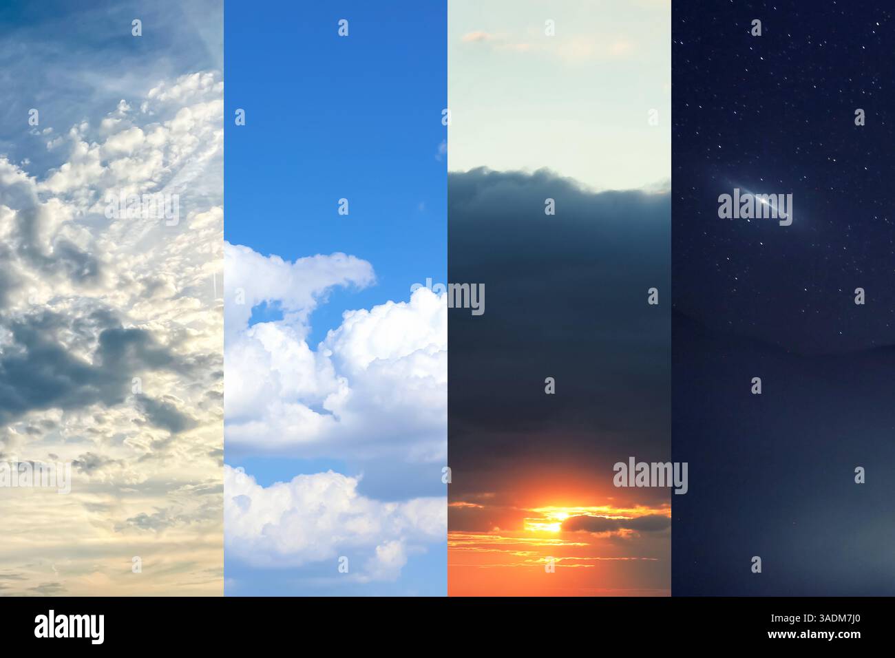 Beautiful sky at different times of day. Sunset, sunrise, night ...