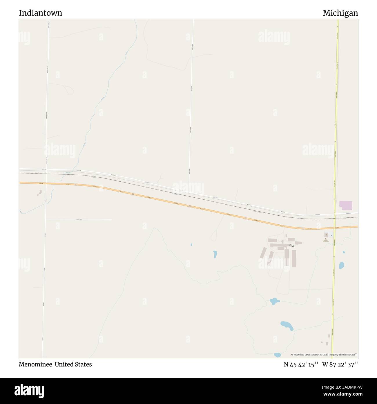 Indiantown, Menominee, United States, Michigan, N 45 42' 15'', W 87 22 ...