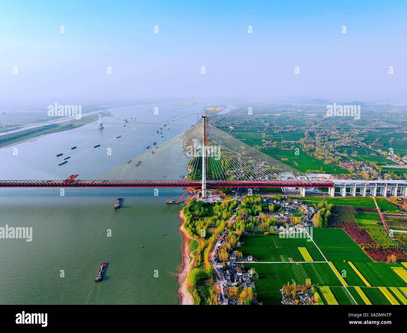 Photo taken on April 5, 2025 shows the construction site of the Chaohu ...