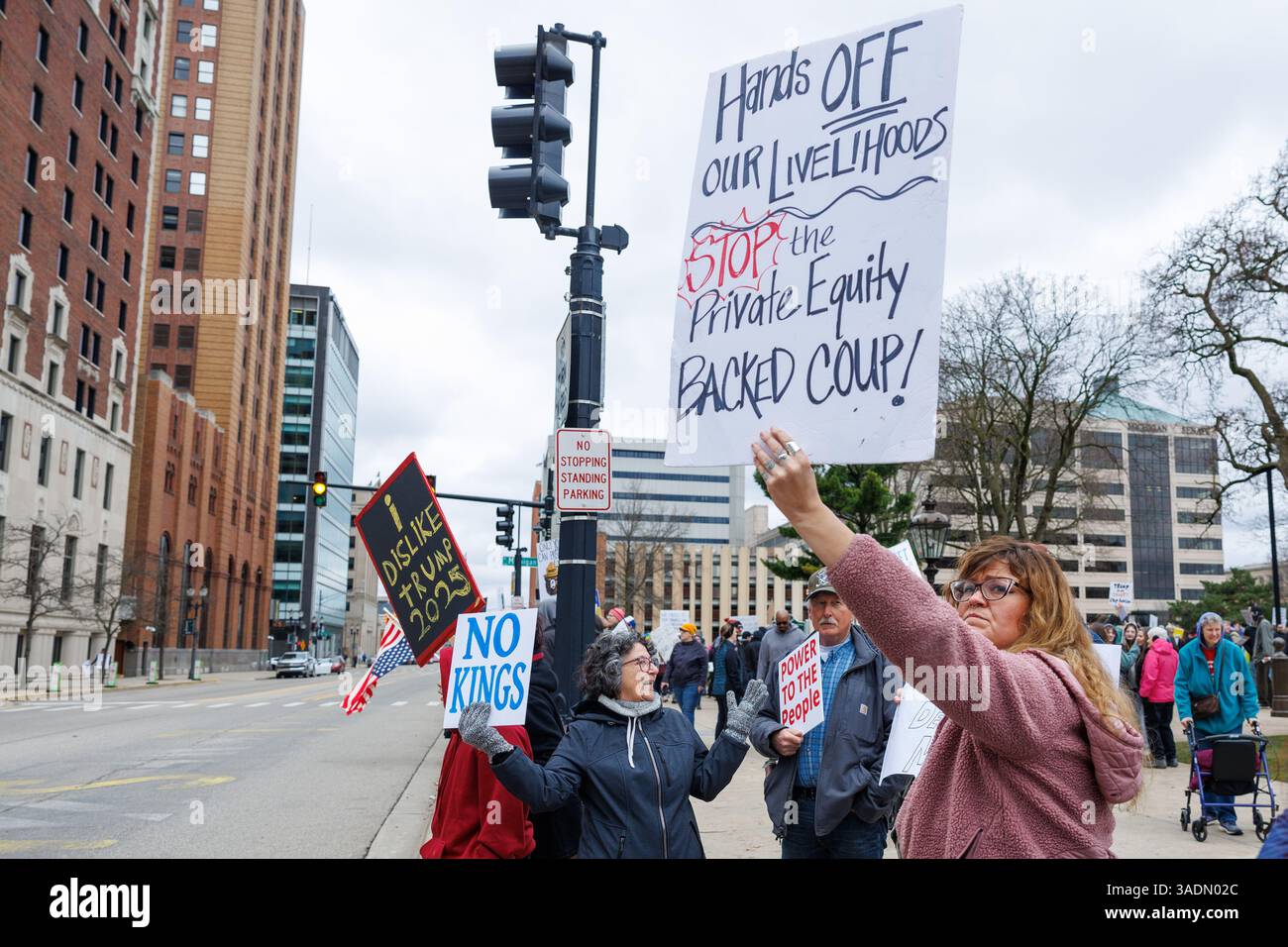 Lansing, USA. 05th Apr, 2025. Thousands turned out for a "Hands Off ...