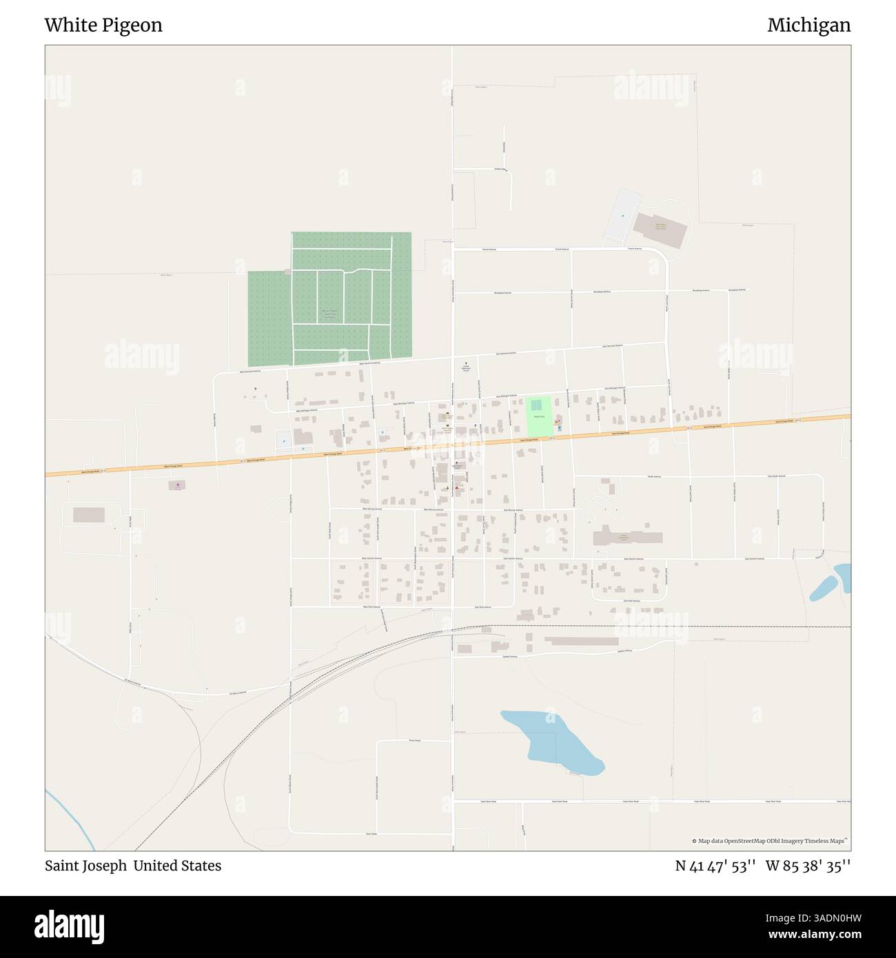 White Pigeon, Saint Joseph, United States, Michigan, N 41 47' 53'', W ...