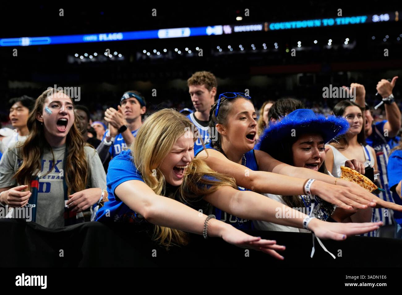 Duke fans celebrate before the national semifinals against the Houston ...