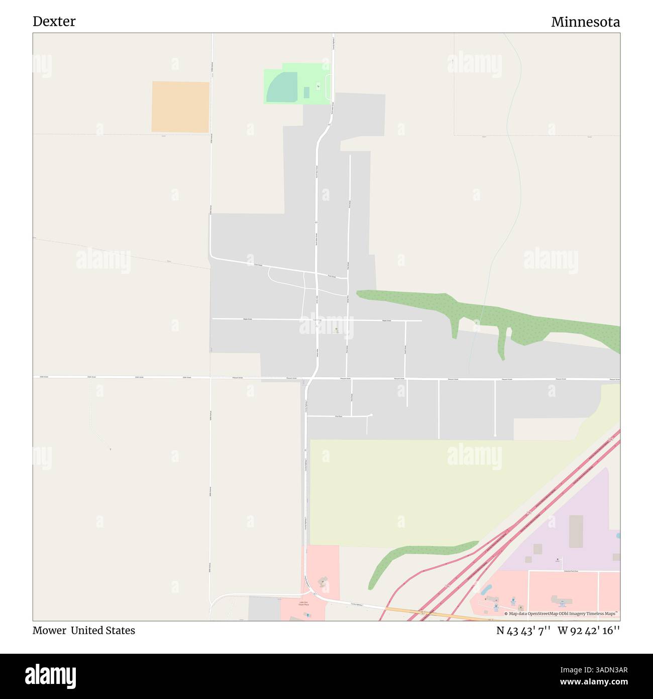 Dexter, Mower, United States, Minnesota, N 43 43' 7'', W 92 42' 16 ...