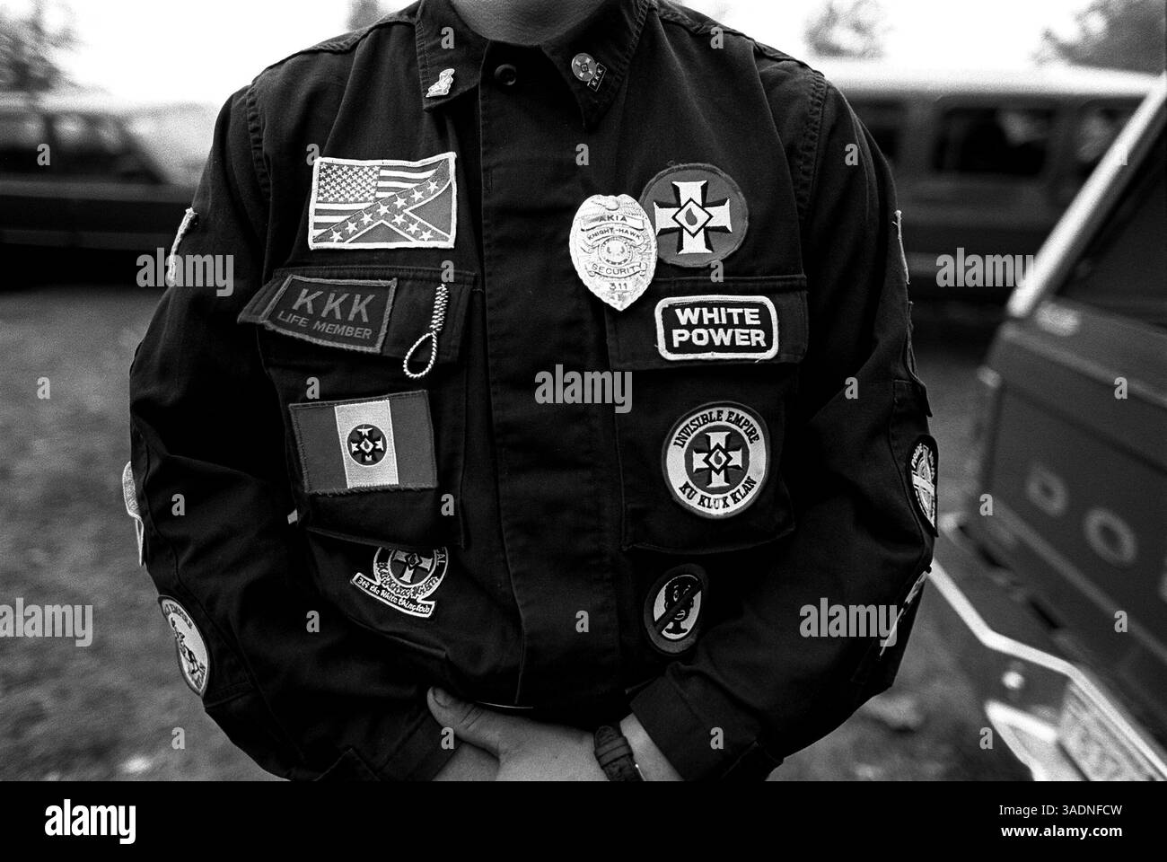 Oct 03, 1999; Warsaw, IN, USA; A Klan security guard, in charge of ...