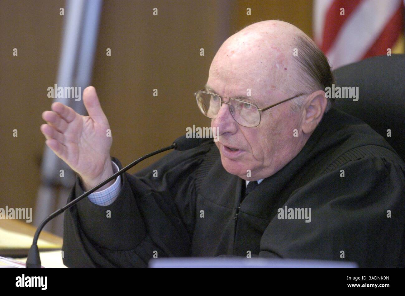 Jul 29, 2004; Redwood City, CA, USA; Judge Alfred A. Delucchi gestures ...