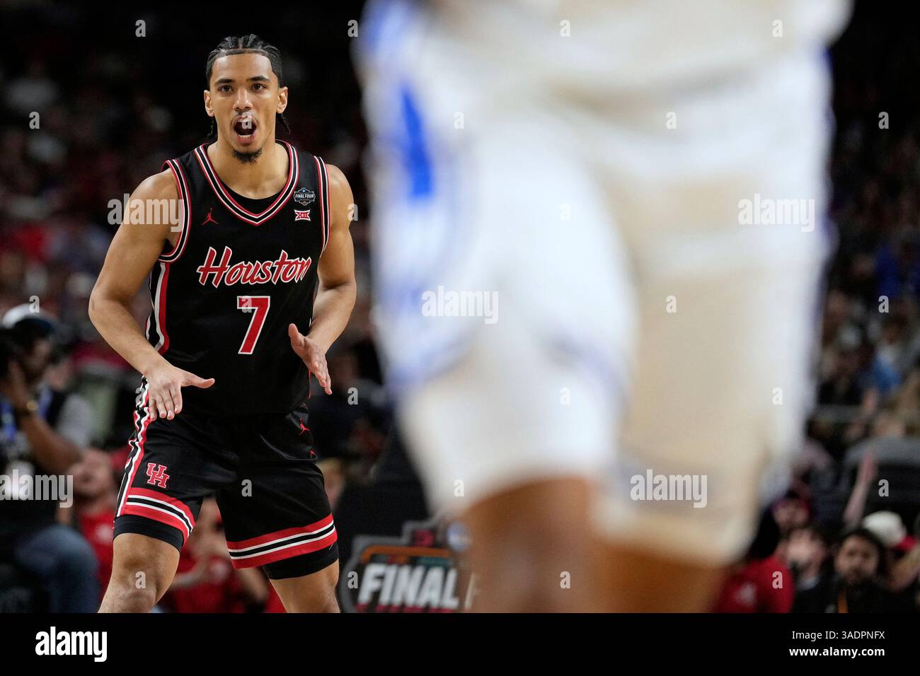 Houston guard Milos Uzan celebrates after scoring against the Duke ...