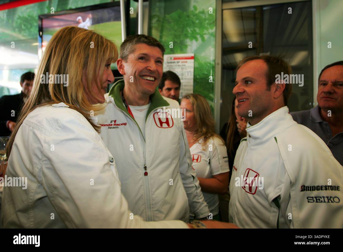 Rubens Barrichello (BRA) Honda Racing F1 Team celebrates his record ...