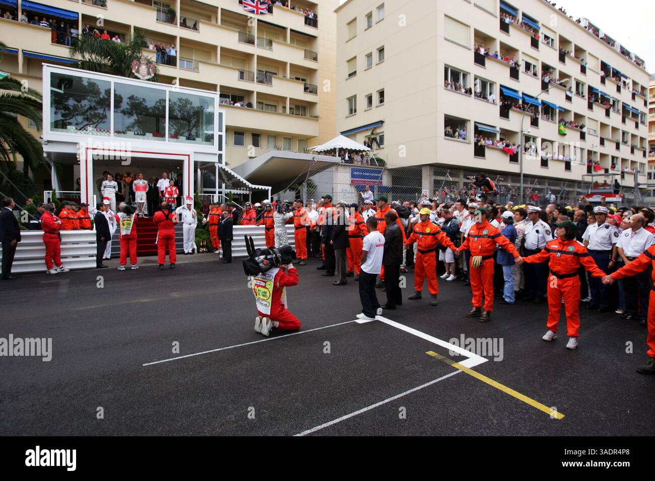 The podium (L to R): Robert Kubica (POL) BMW Sauber F1, second; Lewis ...