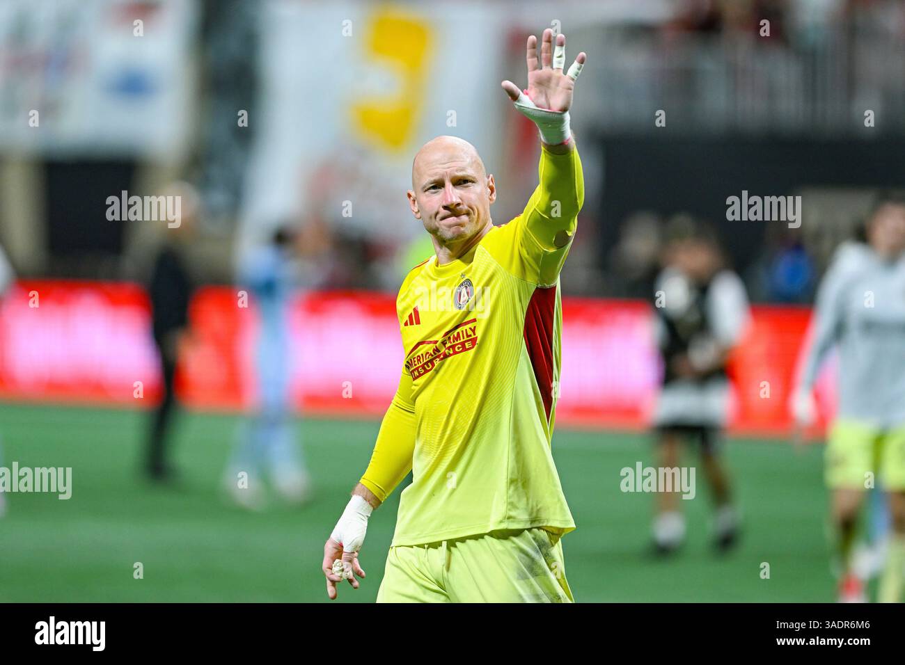 ATLANTA, GA – APRIL 05: Brad Guzan #1 of Atlanta reacts following the ...